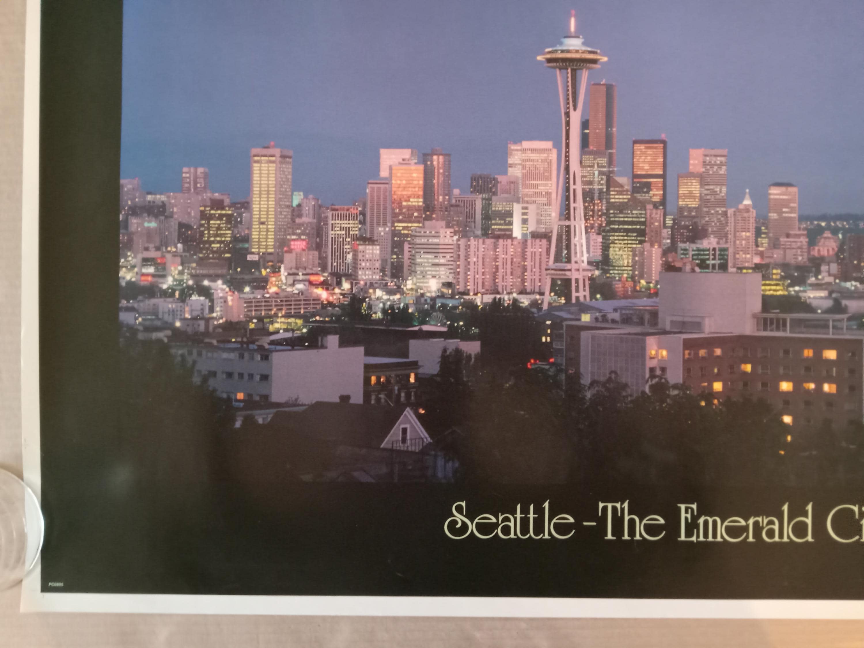Vintage Original 1986 Seattle Skyline Poster the Emerald City Space ...
