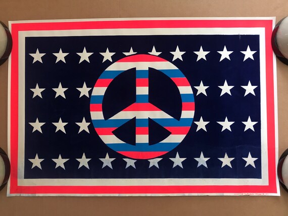 Vintage Original 1970s Velvet Peace Sign Stars and Stripes - Etsy