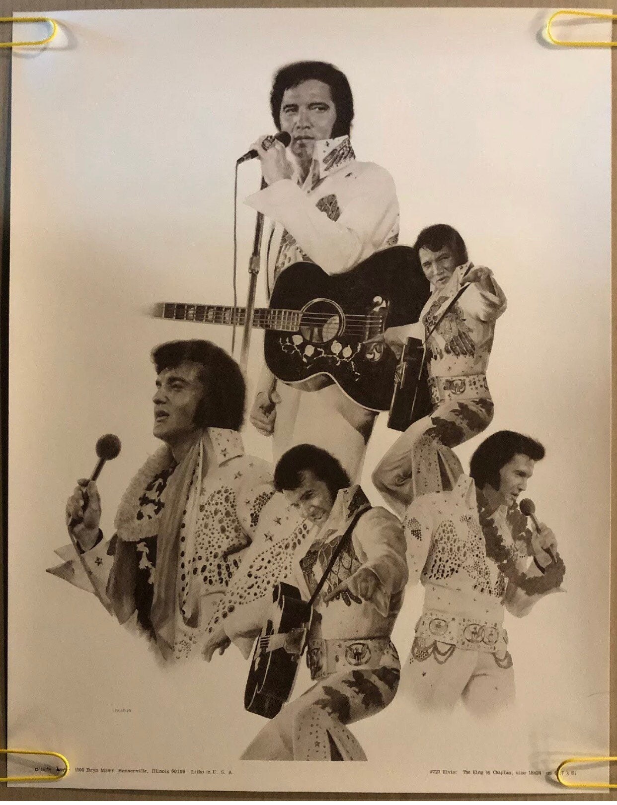 Elvis Presley Vintage Poster Chaplan Brown sketch collage - Etsy México