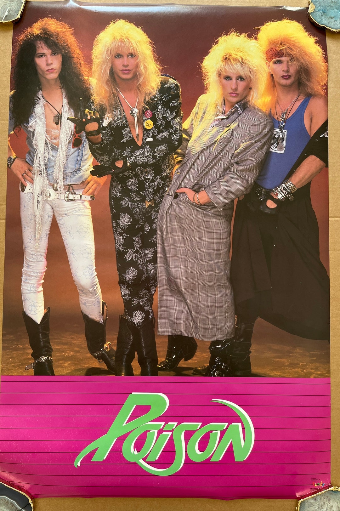 Poison Group Shot 1980s Rock Music Vintage Poster Pink - Etsy