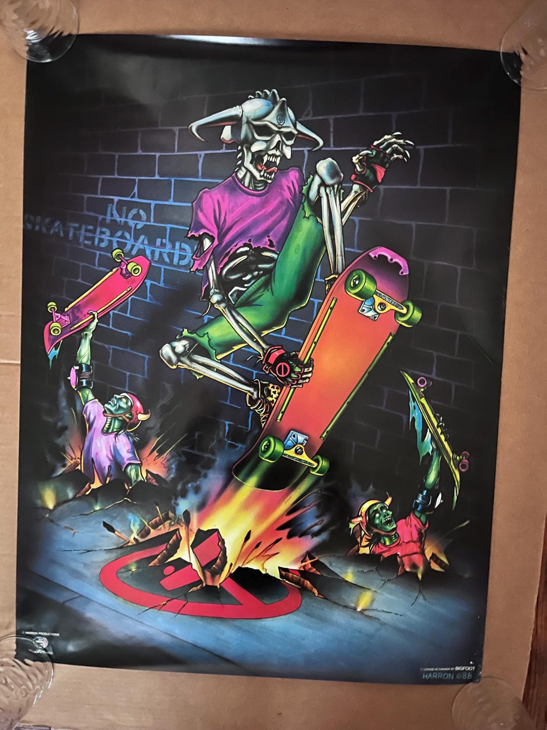 No Skateboards Vintage Poster Skeleton Skateboard Bedroom Posters 1988 ...