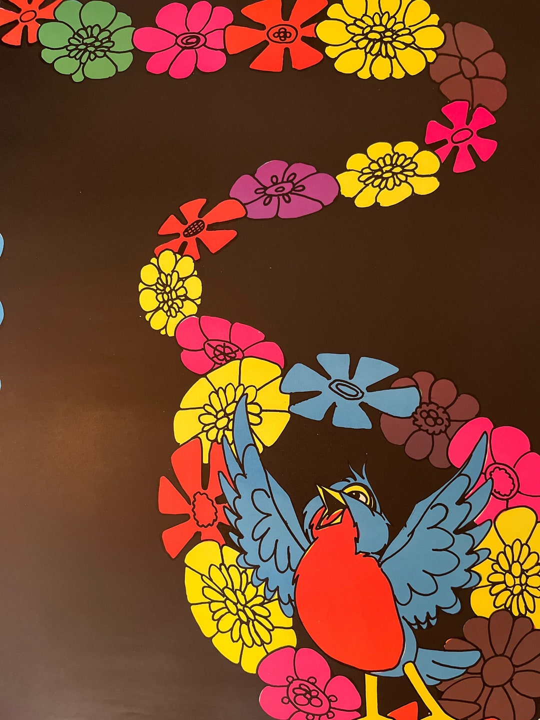 Original Vintage Poster Bluebird of Happiness Blacklight Posters 1970s ...