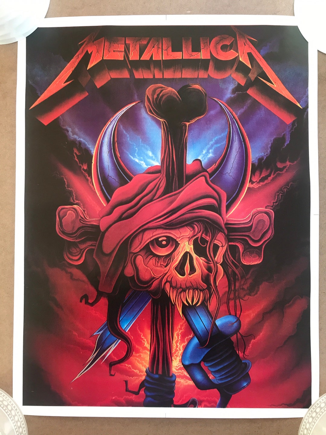 Vintage Original 1980s Metallica Pinup Poster Skull and Knife - Etsy