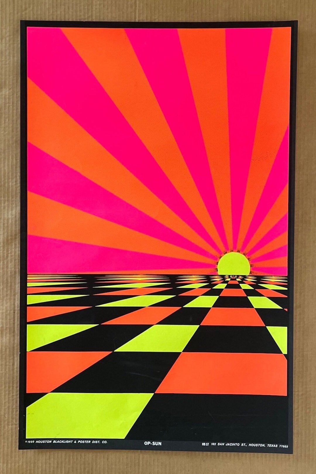 Original Vintage 1969 OP SUN Houston Black Light Poster 60s Psychedelic ...