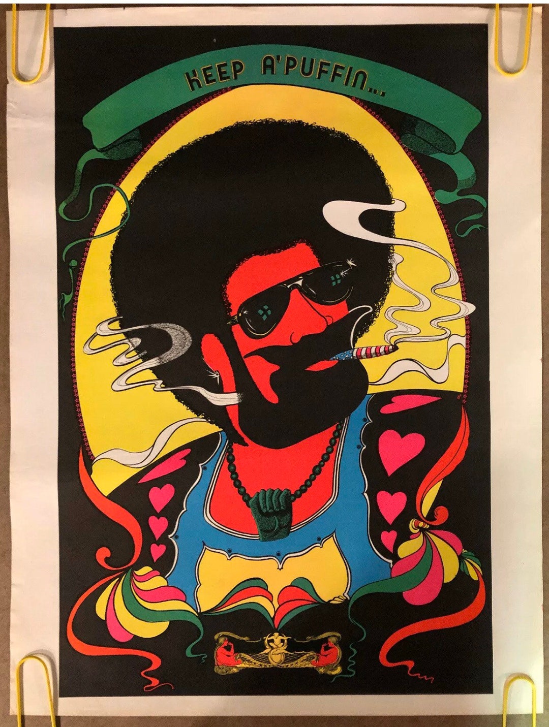 Marijuana Poster Keep a Puffin Afro Man Smoking Weed Marijuana 1970s - Etsy