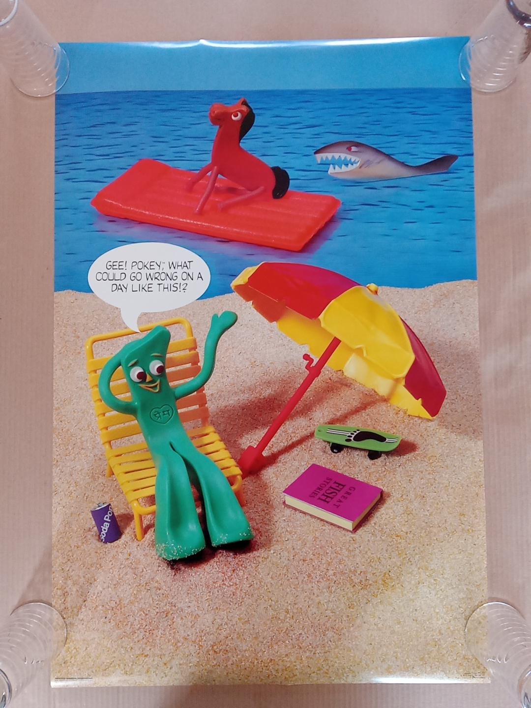Gumby Vintage Poster Beach Inspiration Good Day 1985 Sand Pokey Shark ...