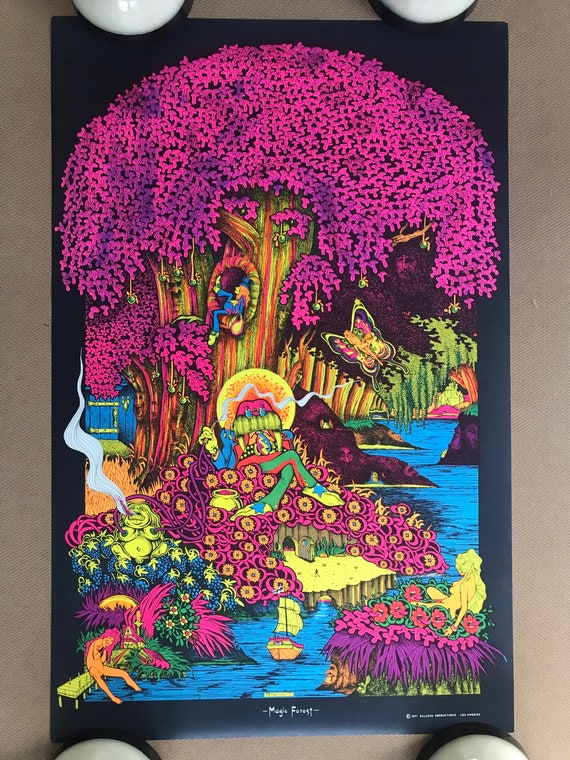 Vintage 70s Black Light Poster Vintage Original 1970s Freedom Chopper