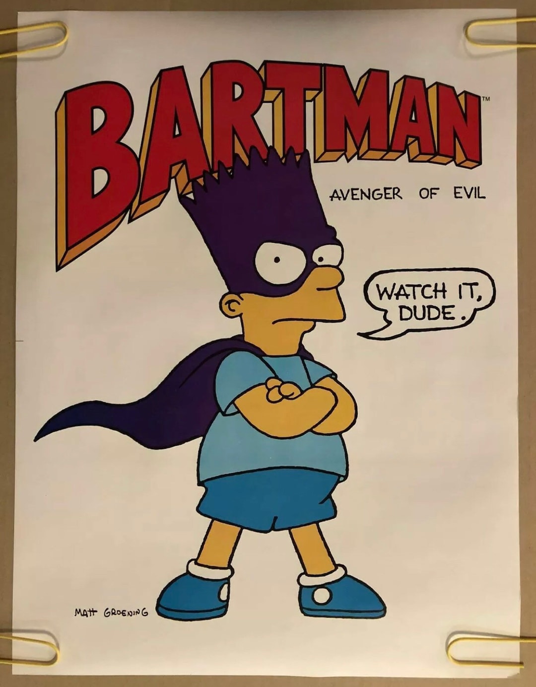 Bart Simpson Original Vintage Poster Bartman T.V. Memorabilia Matt ...