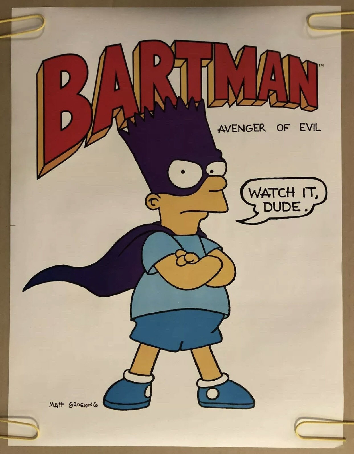 Bart Simpson Original Vintage Poster Bartman T.V. Memorabilia | Etsy