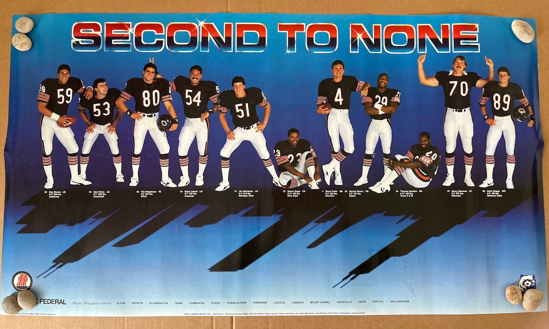 Second to None Chicago Bears 1980s Nfl Football Vintage Poster - Etsy