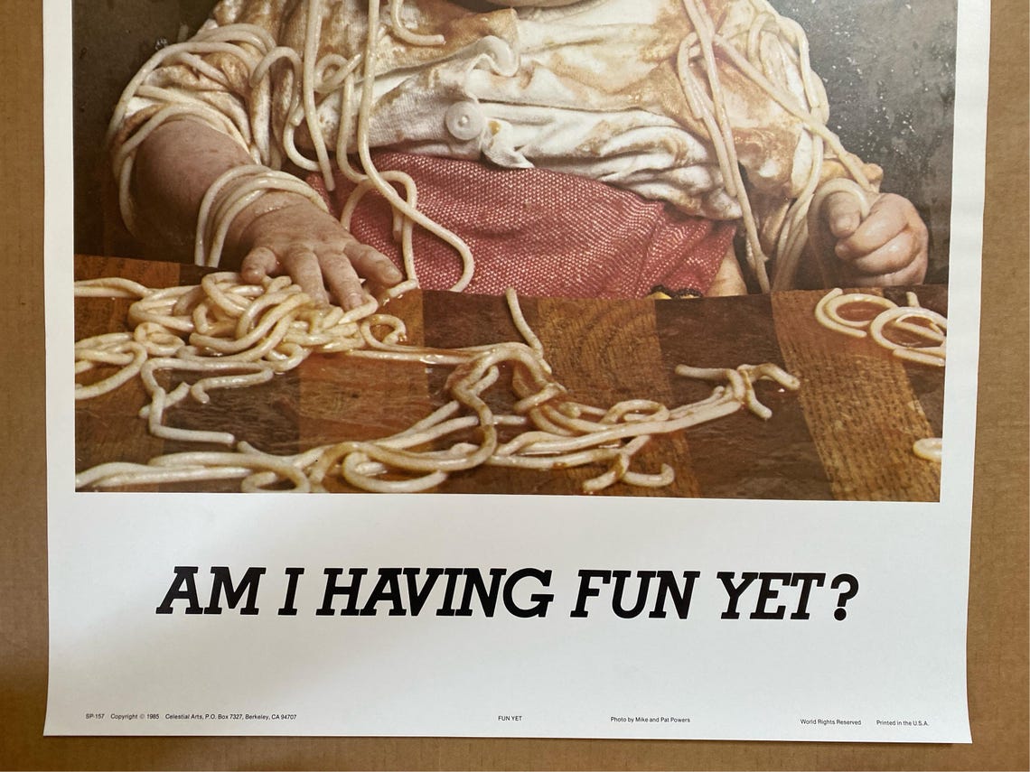 Original Vintage Poster Fun yet Child Spaghetti Kid Mess Pasta Kitchen ...
