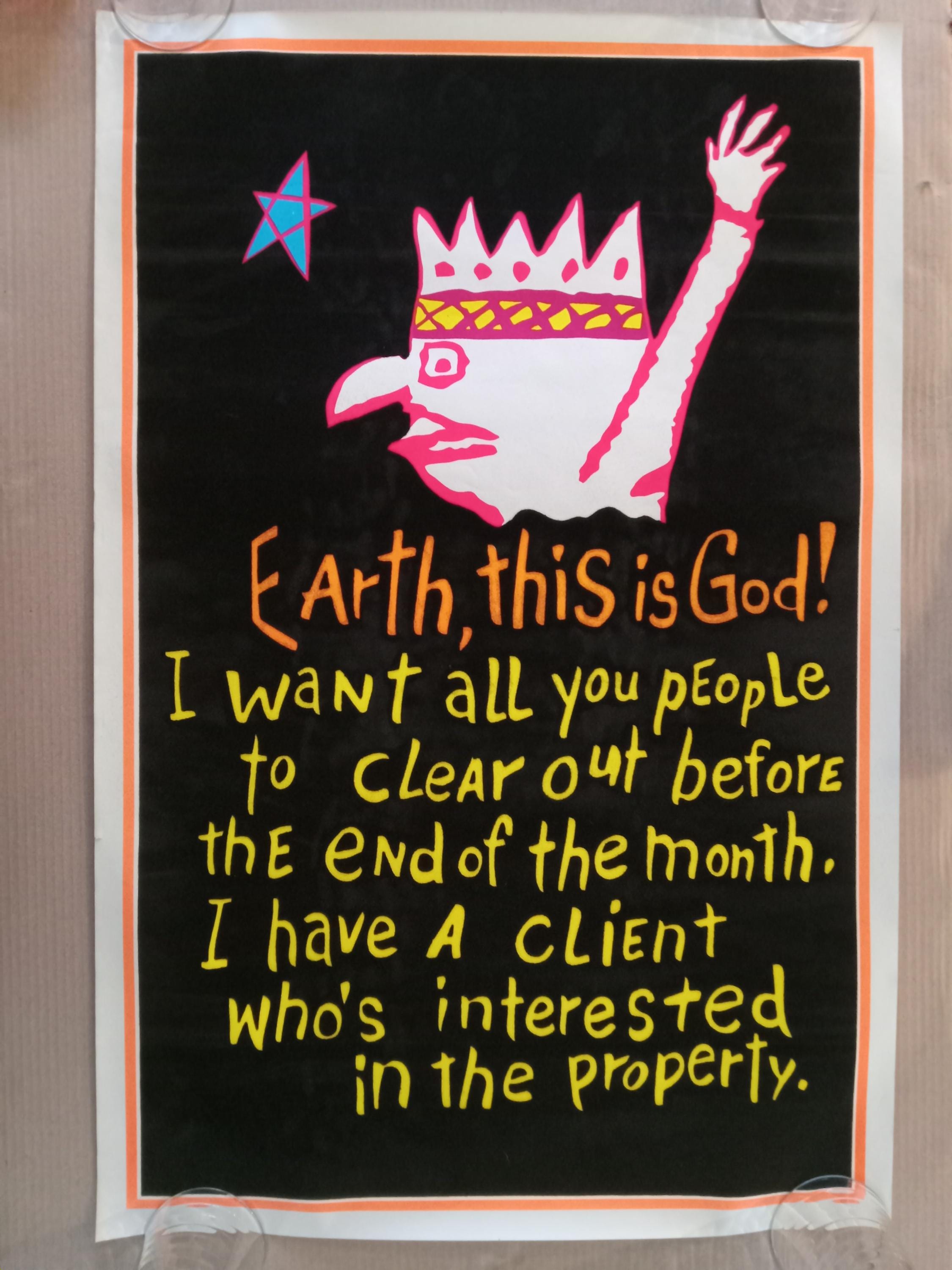 Vintage Original Velvet Blacklight Poster This is God Retro Psychedelic ...
