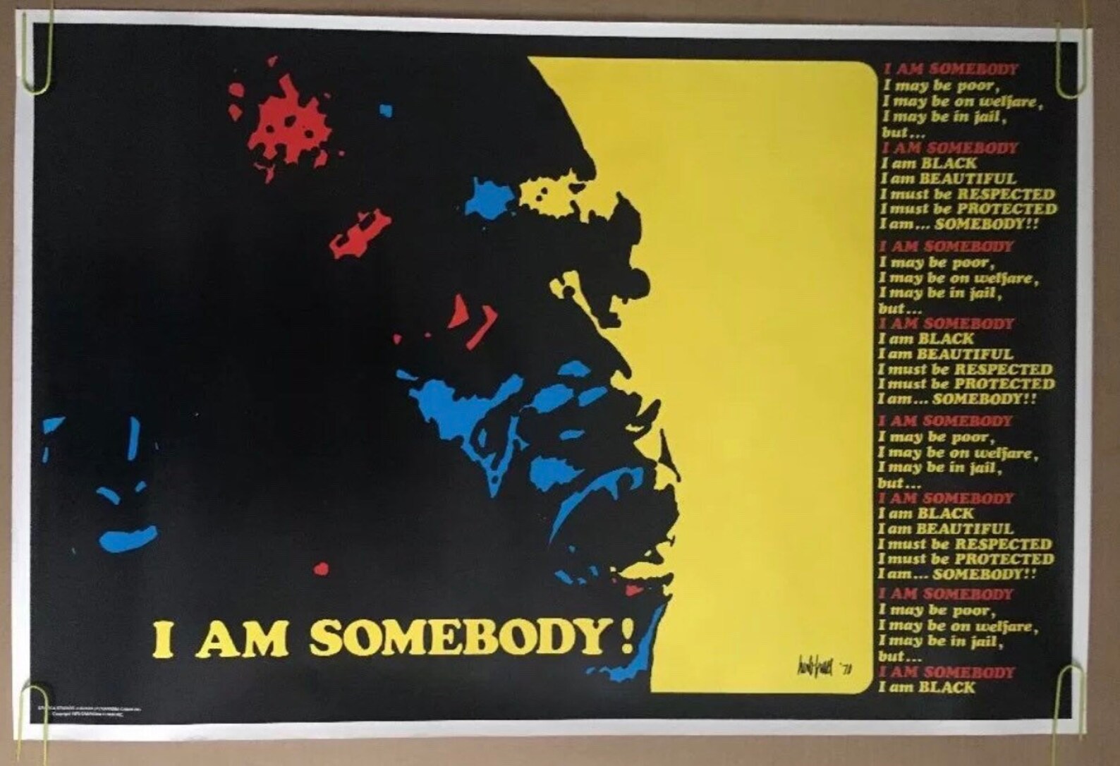 I Am Somebody Vintage Blacklight Poster 1970's I Am Black | Etsy