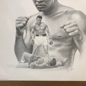 Muhammad Ali Vintage Poster Illustration Drawing Style Boxing Boxer Gym ...