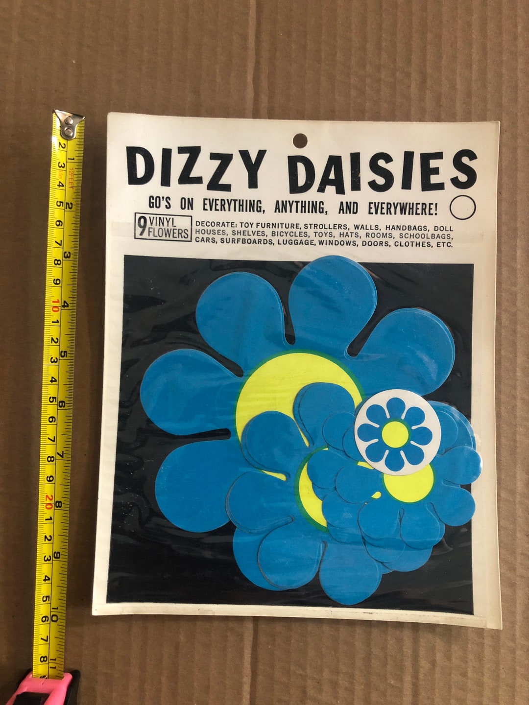 Vintage Blacklight Stickers Dizzy Daisies 1960s Daisy Vinyl Flowers Blue Yellow - Etsy