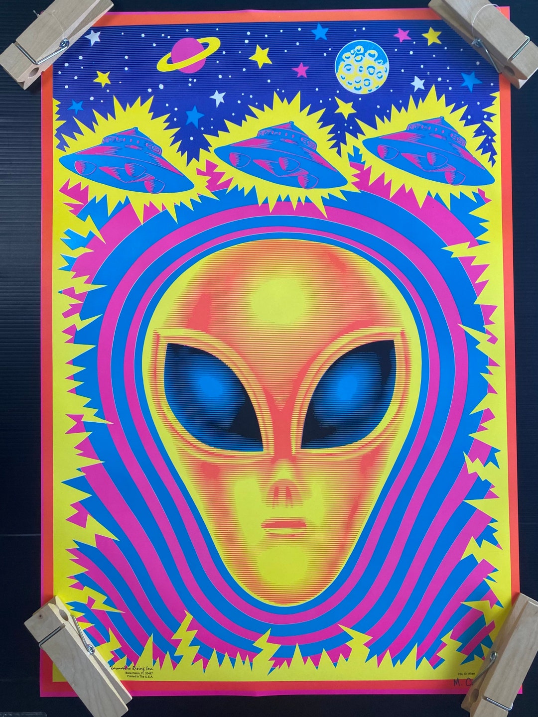 Alien Psychedelic Blacklight Vintage Poster Original - Etsy