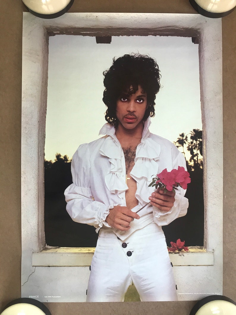 Vintage Original 1980s Prince Pinup Poster White Roses 1984 Music ...