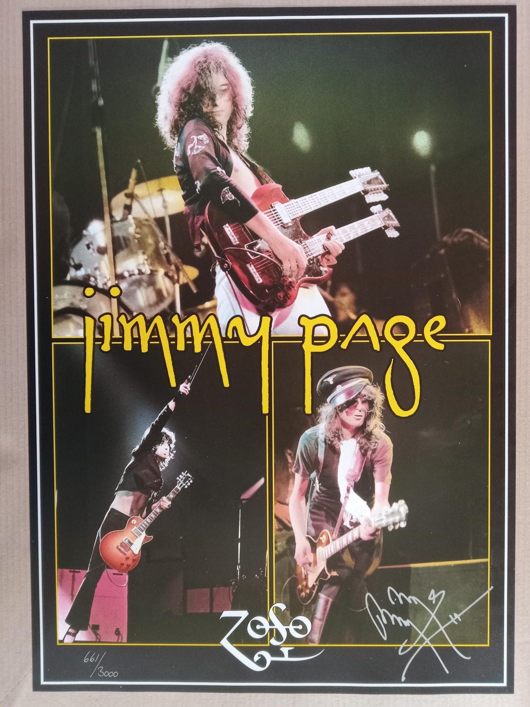 Vintage Original Guitarist Jimmy Page Collage Poster Signed Numbered ...