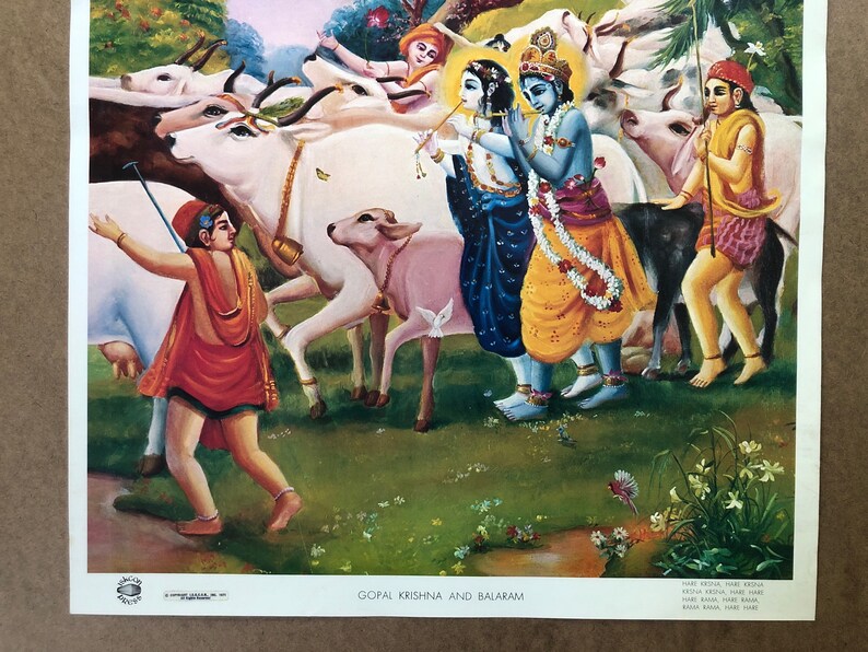Gopal Krishna and Balaram Vintage Poster Iskgon Press Hare Krsna ...