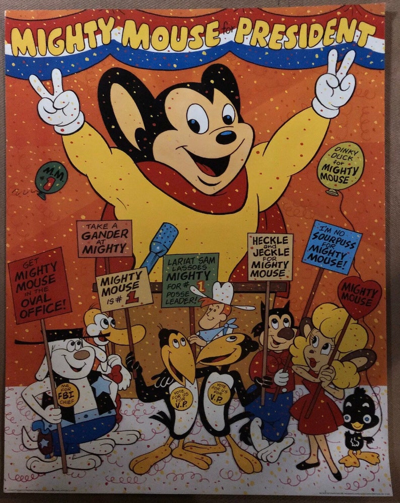 Original Vintage Poster Mighty Mouse for President Headshop - Etsy