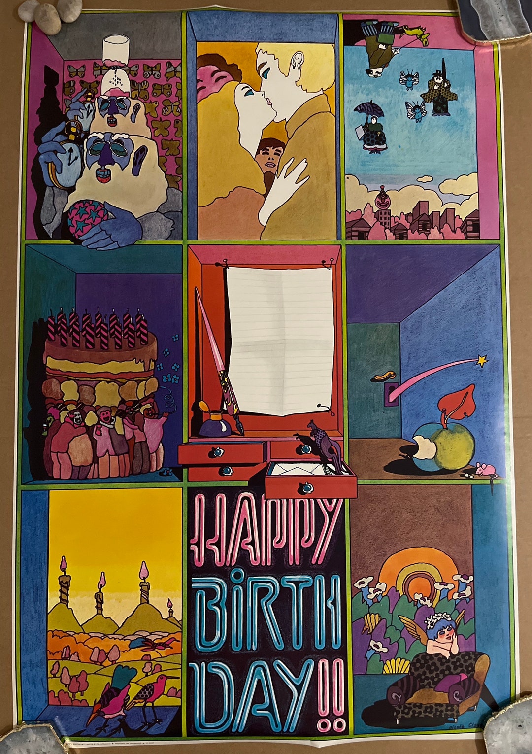 Happy Birthday Collage Poster 1971 Vintage Poster - Etsy
