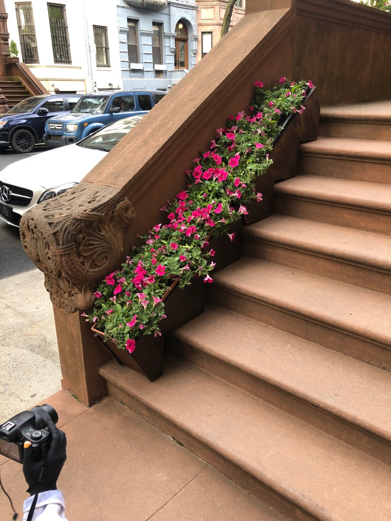 Step Planter Brownstone Home Front Door Stairs Wood Flower Pot - Etsy