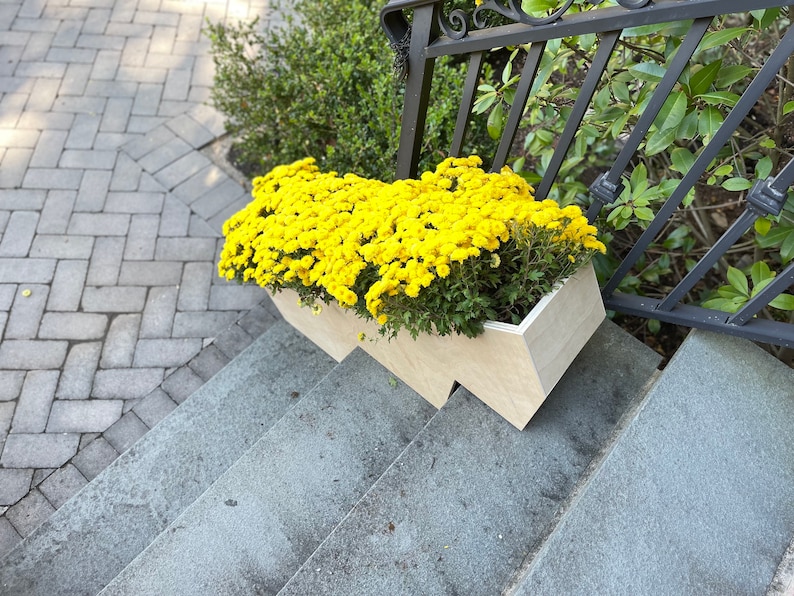 Step Planter Brownstone Home Front Door Stairs Wood Flower Pot - Etsy