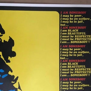 I Am Somebody Vintage Blacklight Poster 1970's I Am Black Power Panther ...