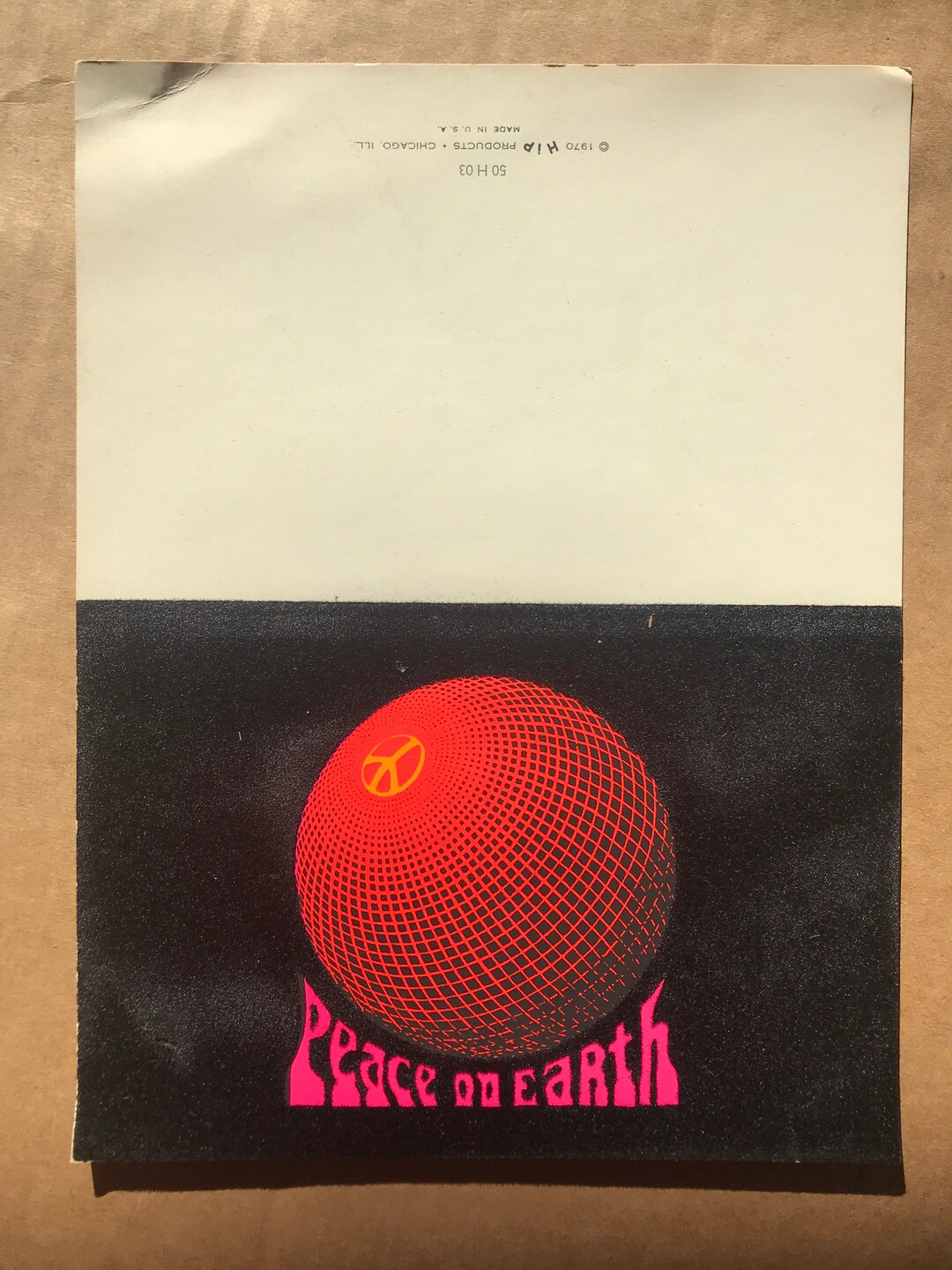 Original Vintage 1970 Peace on Earth Blacklight Velvet Greeting Card ...