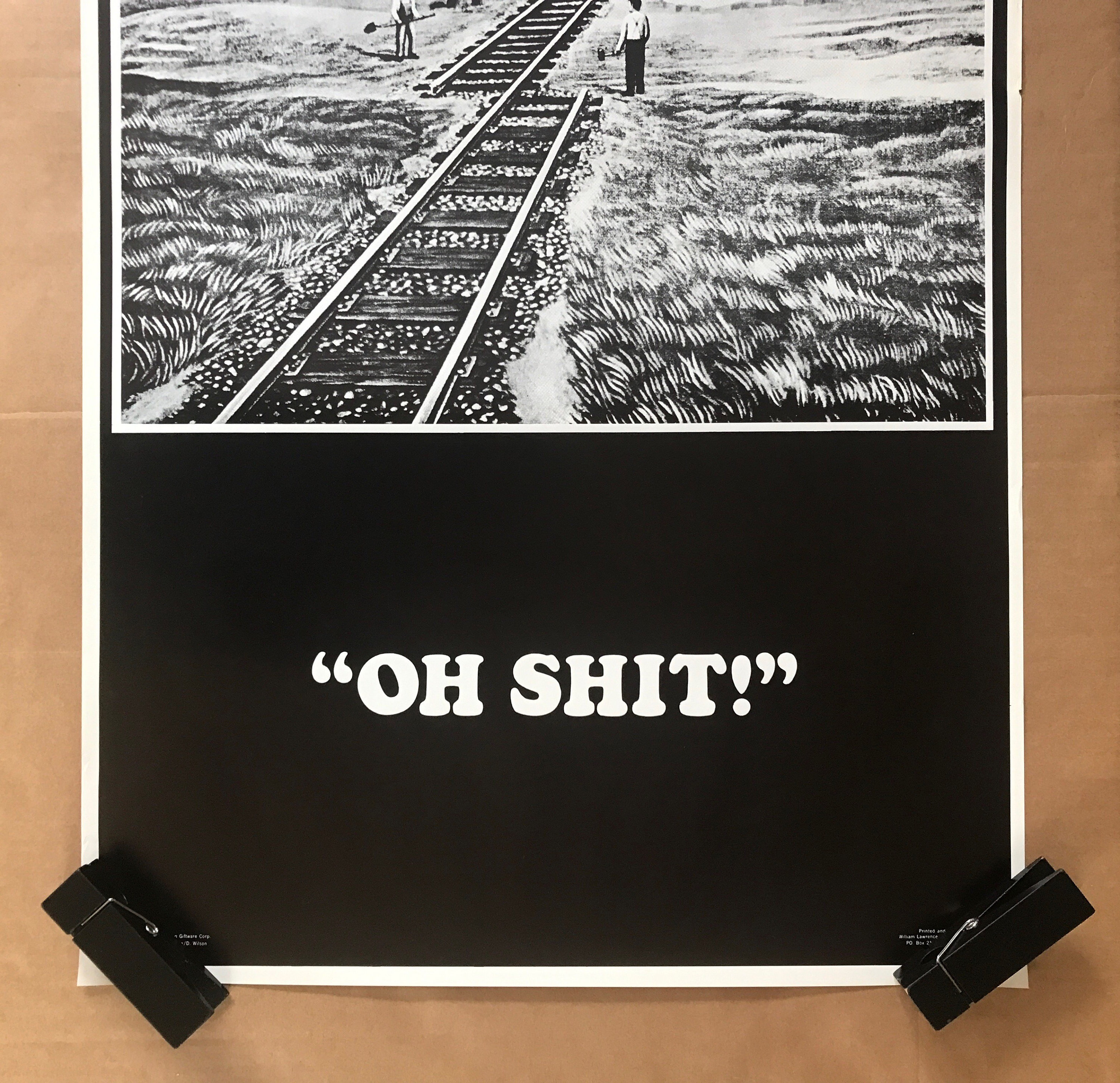 Vintage Original 1975 Oh Sh*t! Train Tracks Poster Black and White ...