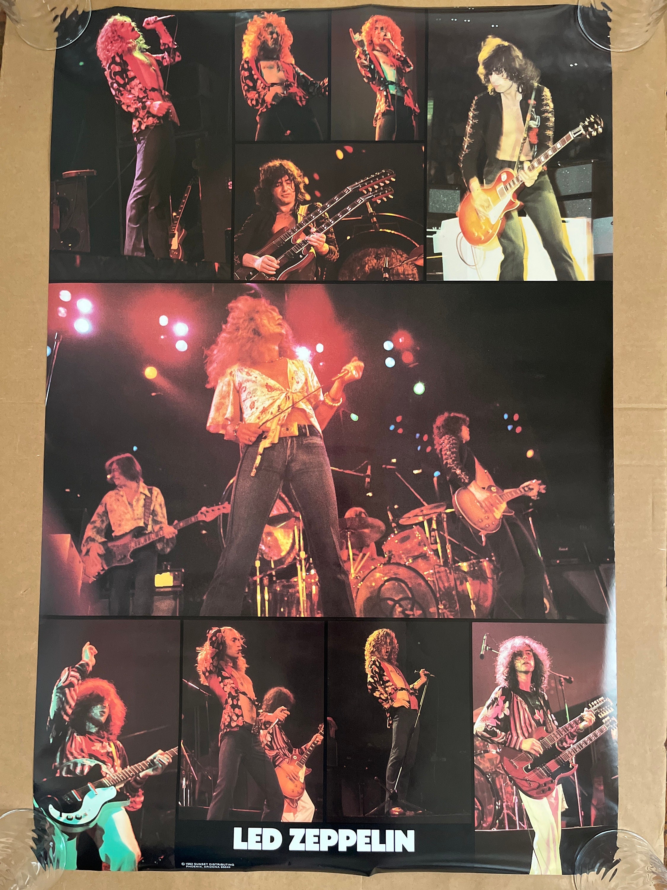Led Zeppelin Vintage Poster Photo Collage on Stage 1982 Music ...