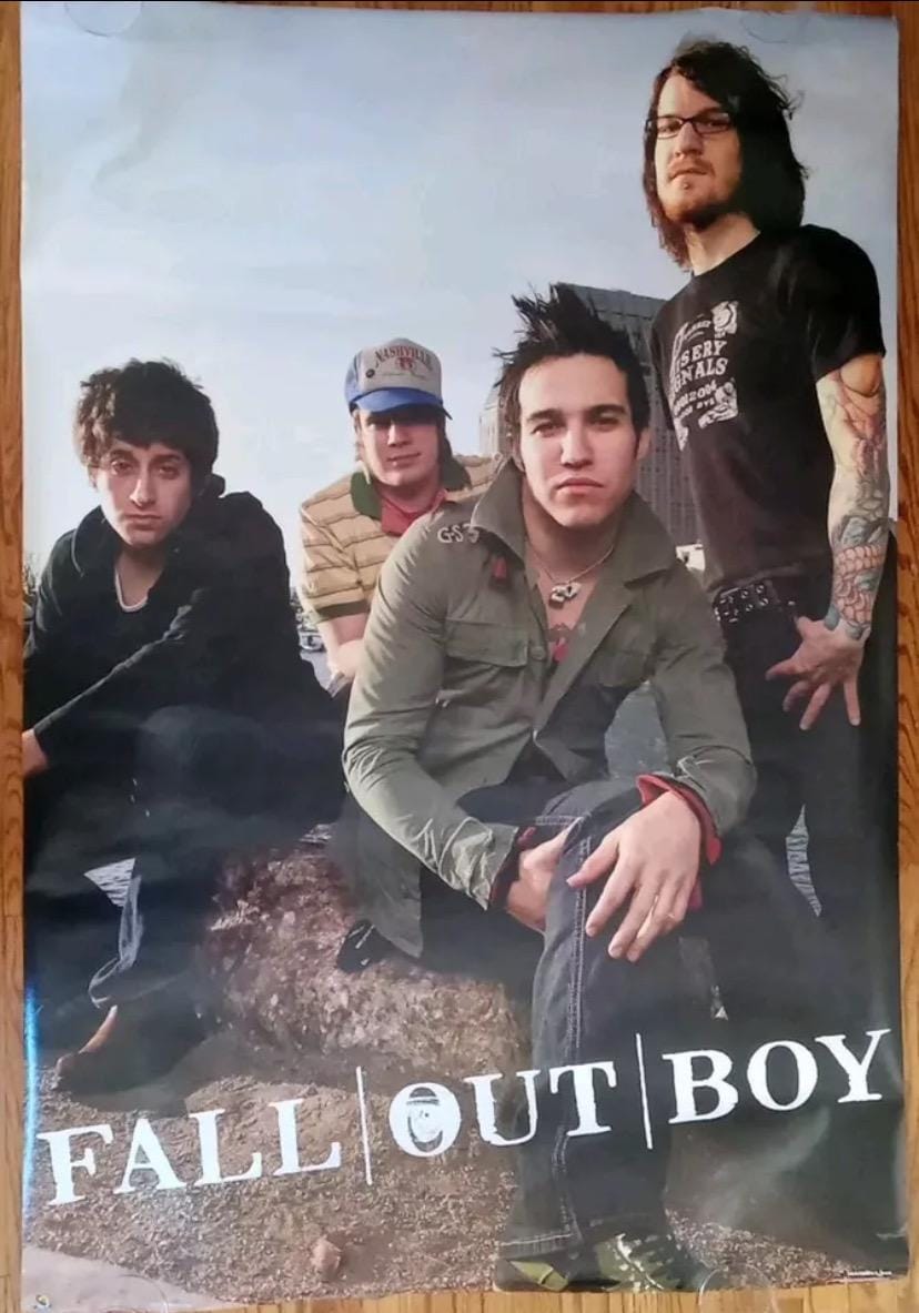 Vinatage Original Fall Out Boy Subway Size Poster Large Band Promo ...