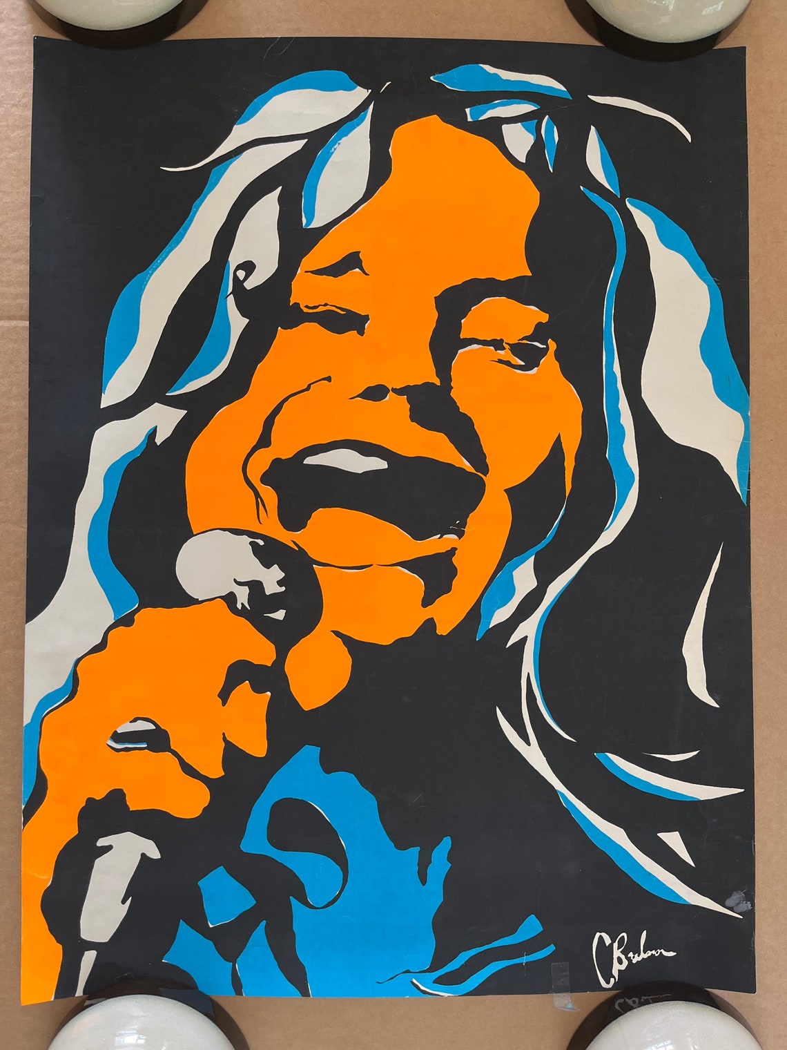 Vintage Original 1970s Janis Joplin Headshot Black Light - Etsy