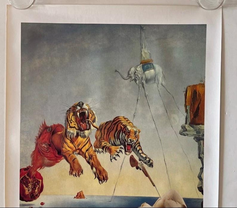 Vintage Salvador Dali Dream Caused by A Bee Fight 1970s Poster Art ...
