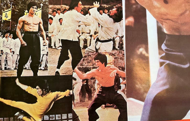 Vintage Original 1981 Bruce Lee Collage Movie Poster Karate Martial ...