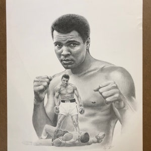 Muhammad Ali Vintage Poster Illustration Drawing Style Boxing Boxer Gym ...