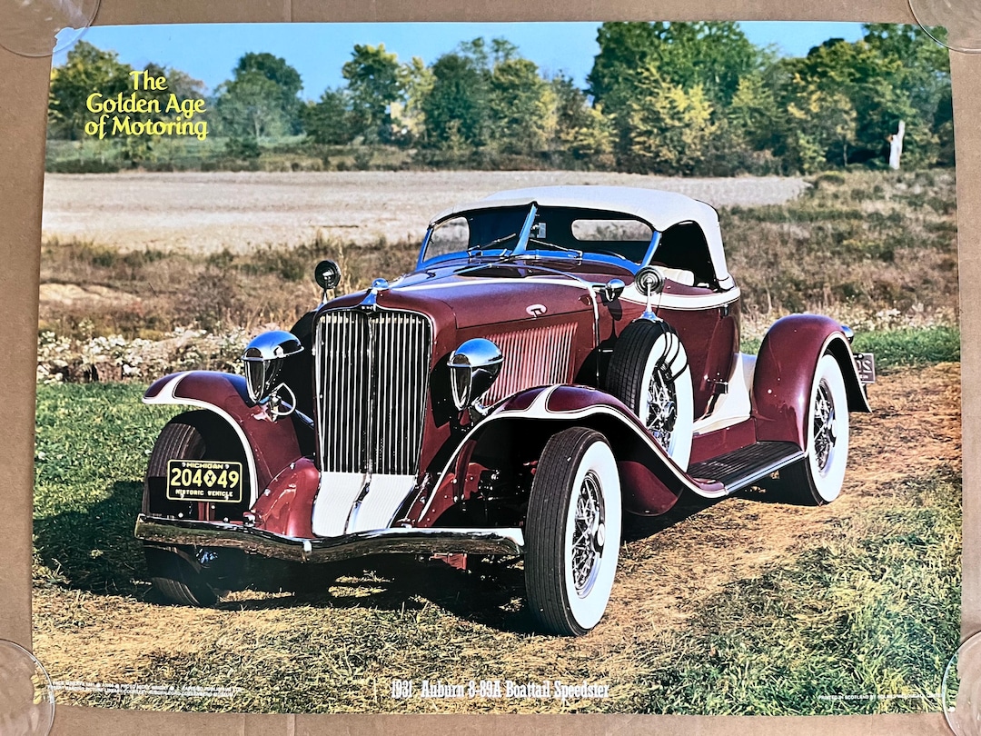 Vintage Car Poster Antique Cars Golden Age of Motoring Auburn Speedster ...