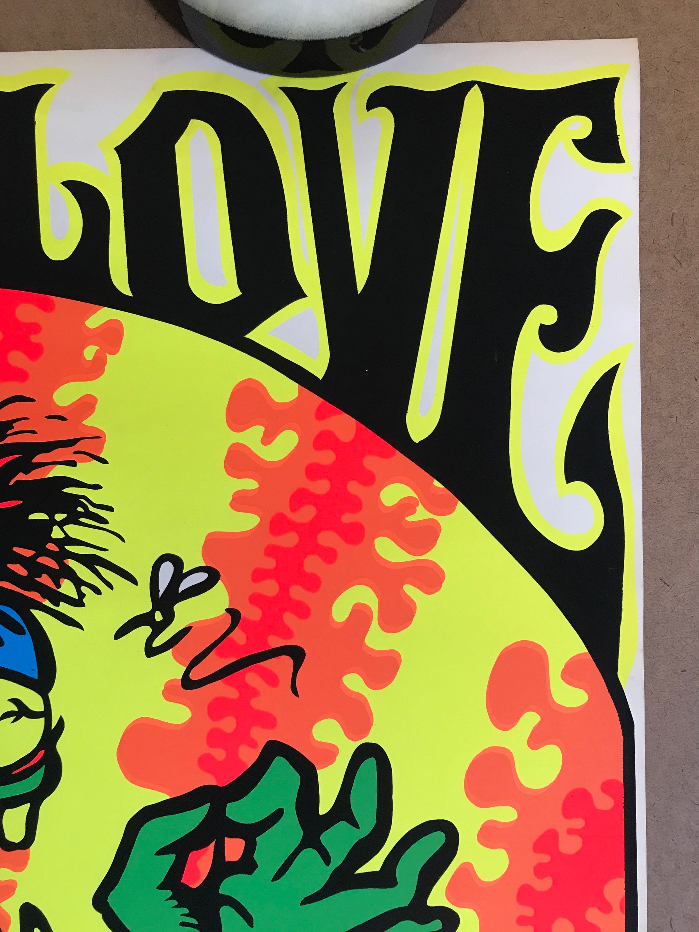 Vintage Original 1970s Make Love Not War Blacklight Poster Peace Heart ...