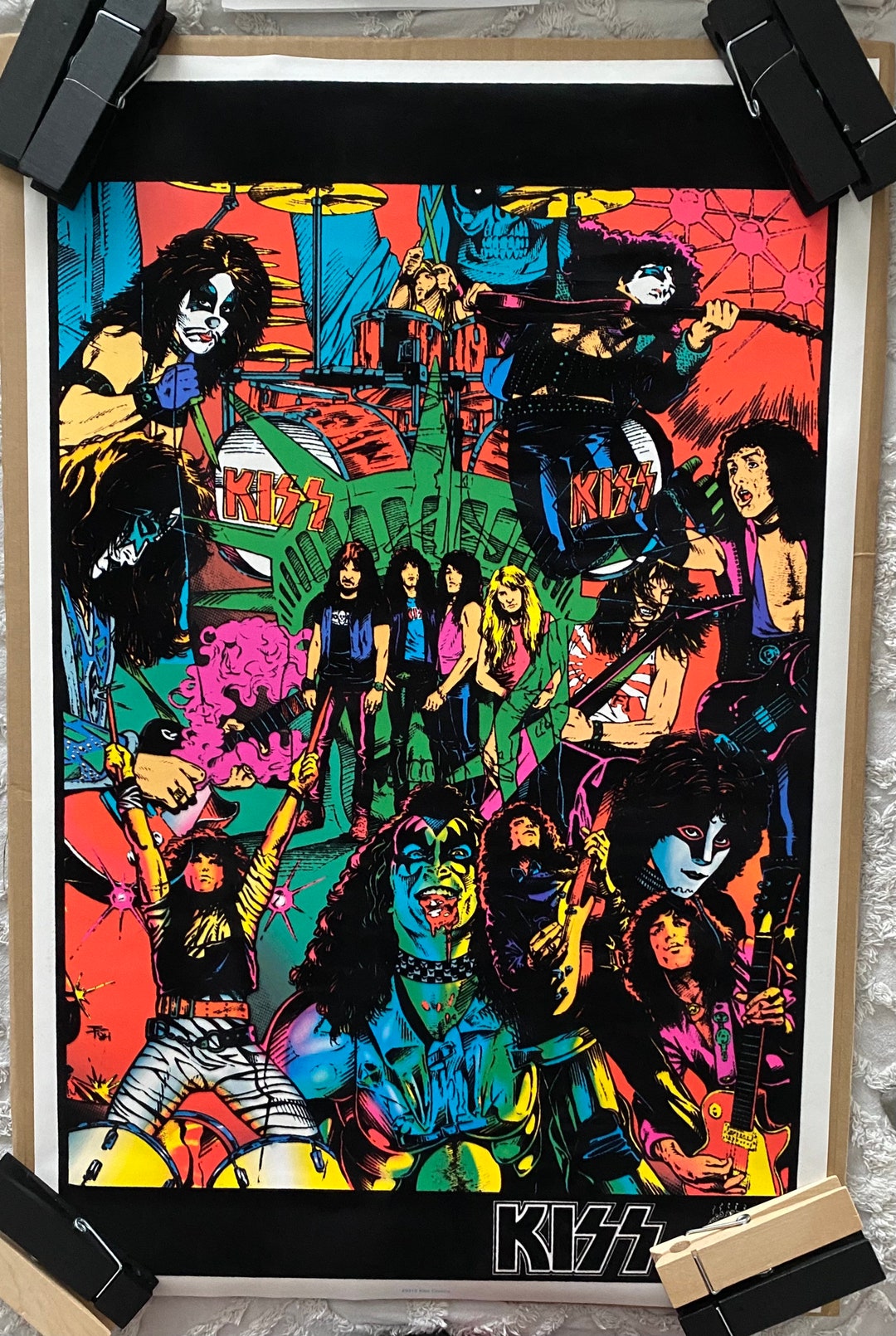 Original Vintage Poster Kiss Comic Blacklight Velvet - Etsy