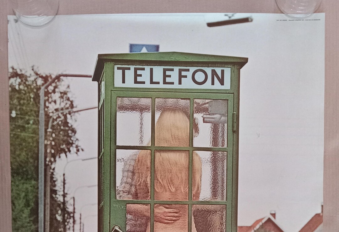 Vintage Out of Order Telefon Booth Poster Retro Humor 1970s Collectable ...