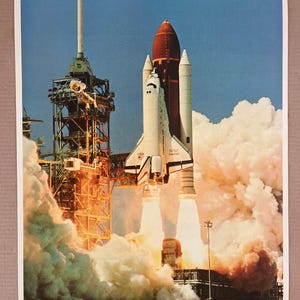 Vintage Original NASA Challenger Space Shuttle Lift off Poster Outer ...