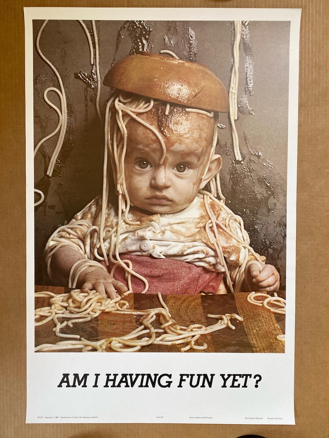 Original Vintage Poster Fun yet Child Spaghetti Kid Mess Pasta Kitchen ...