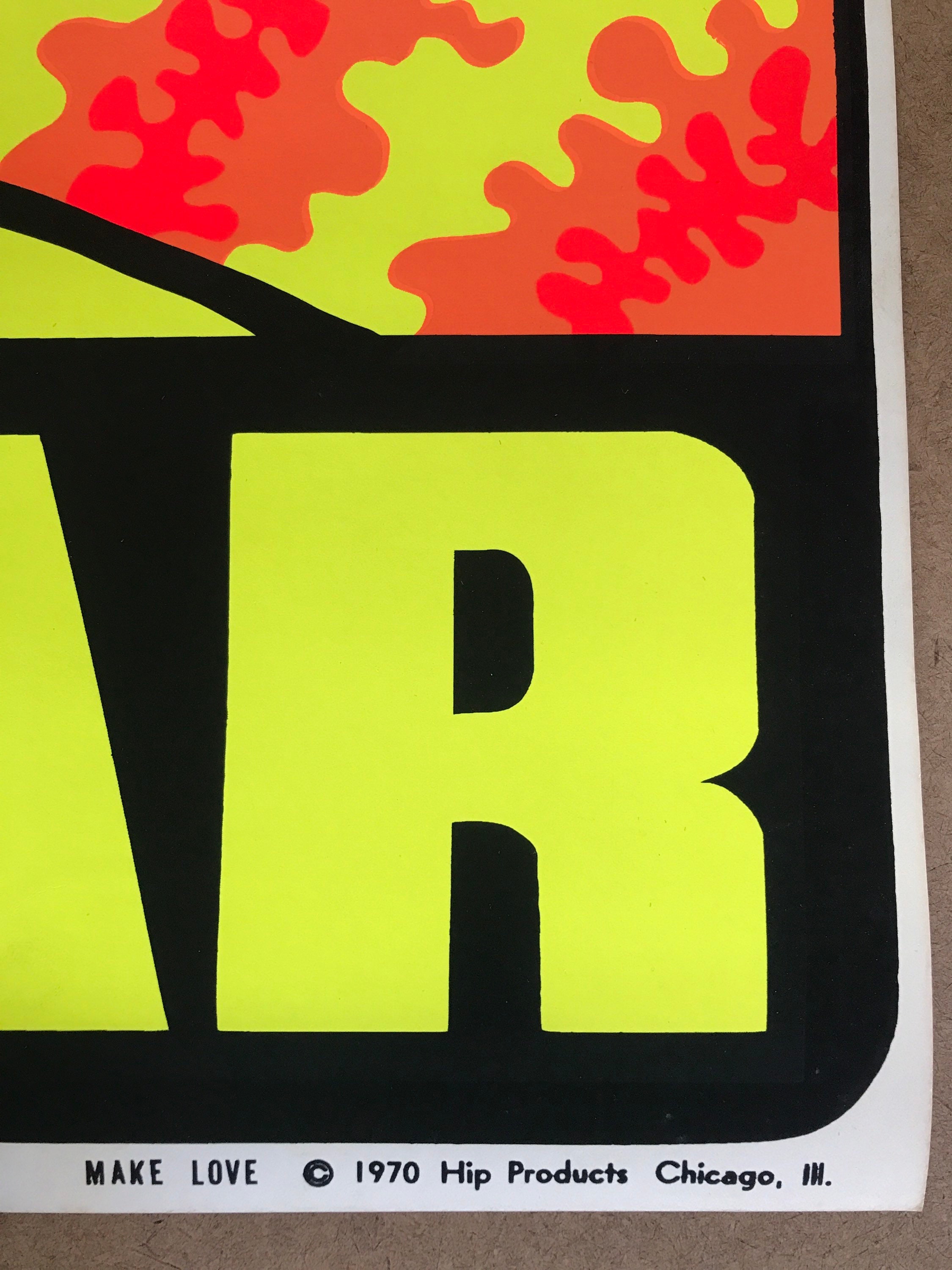 Vintage Original 1970s Make Love Not War Blacklight Poster | Etsy