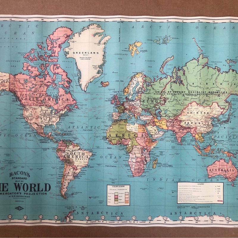 World Map Portrait - Etsy
