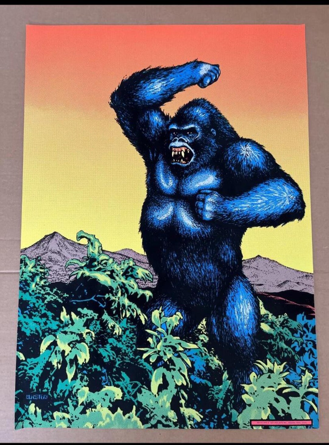 King Kong Blacklight Poster Vintage Original Velvet Flocked Pro Arts ...