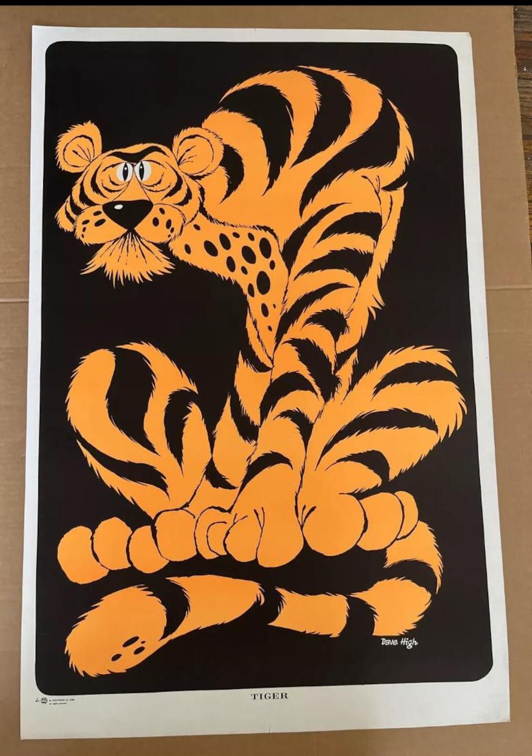 Tiger Vintage Blacklight Poster Dave High Animal Black Light 1970s ...