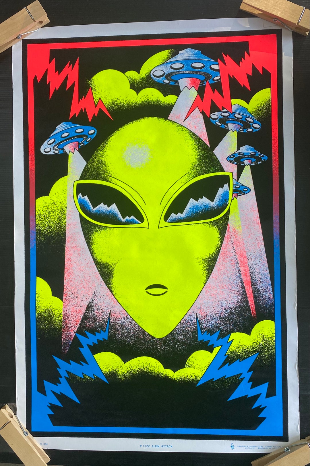 Alien Attack 1772 Original Vintage Poster Blacklight Velvet - Etsy