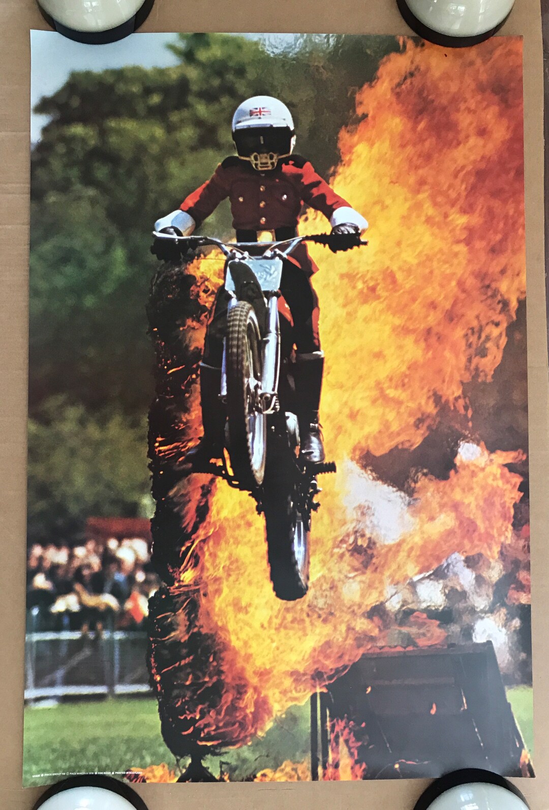 Vintage Original 1970s Pace Minerva Fire Rider Poster Dirt Bike Motorcycle Stunt Flames - Etsy