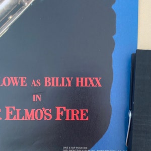 Vintage Movie Poster Rob Lowe St. Elmo’s Fire Billy Hixx - Etsy