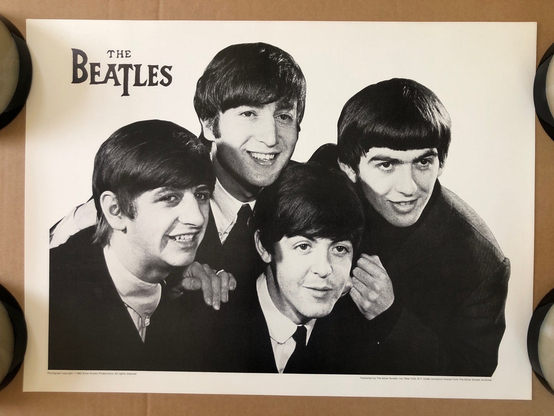The Beatles Vintage Poster Black and White Silver Screen 1982 on Stage ...